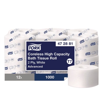 Tork 2-Ply Advanced Coreless High Capacity Bath Tissue - White (12 ...