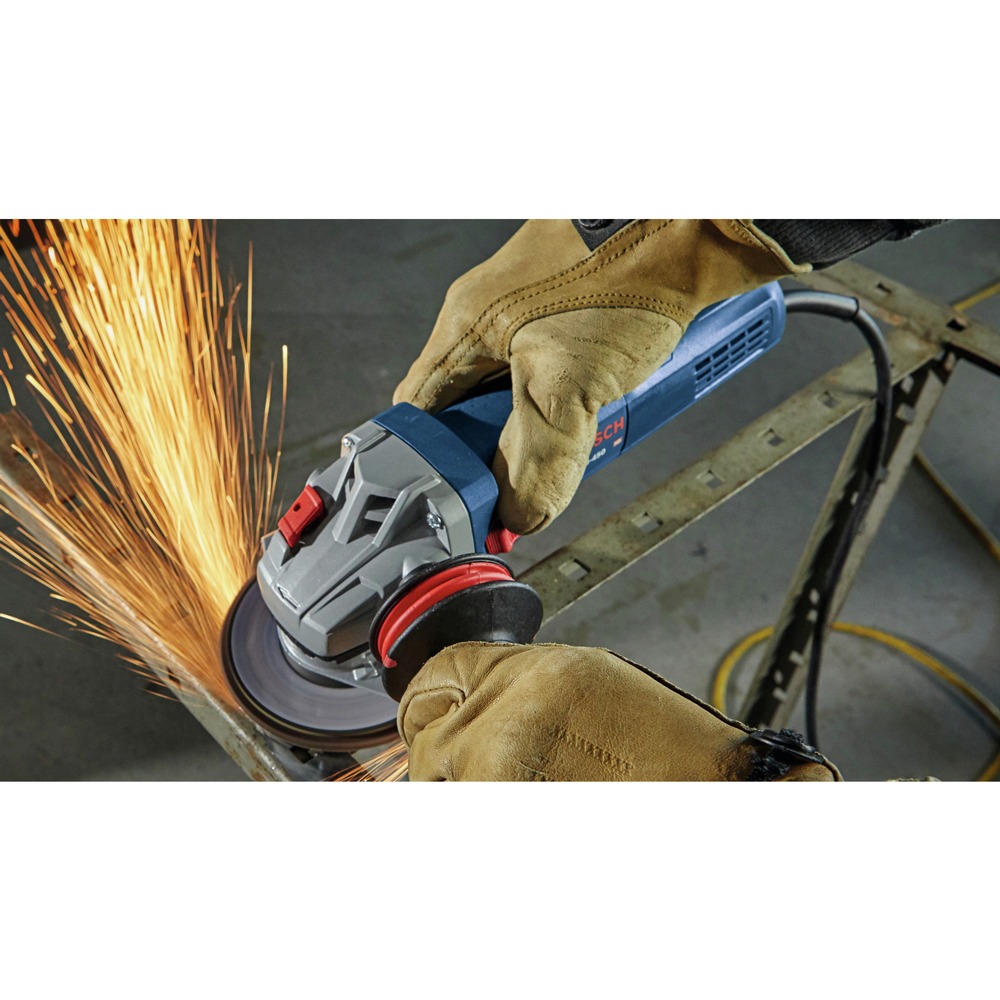 Factory Reconditioned Bosch 120V 10 Amp 4-1/2 in. Corded Ergonomic Angle Grinder with Lock-On ...
