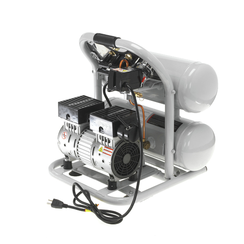 Quipall Ultra Quiet 1 HP 4.6 Gallon Oil-Free Twin Stack Air Compressor