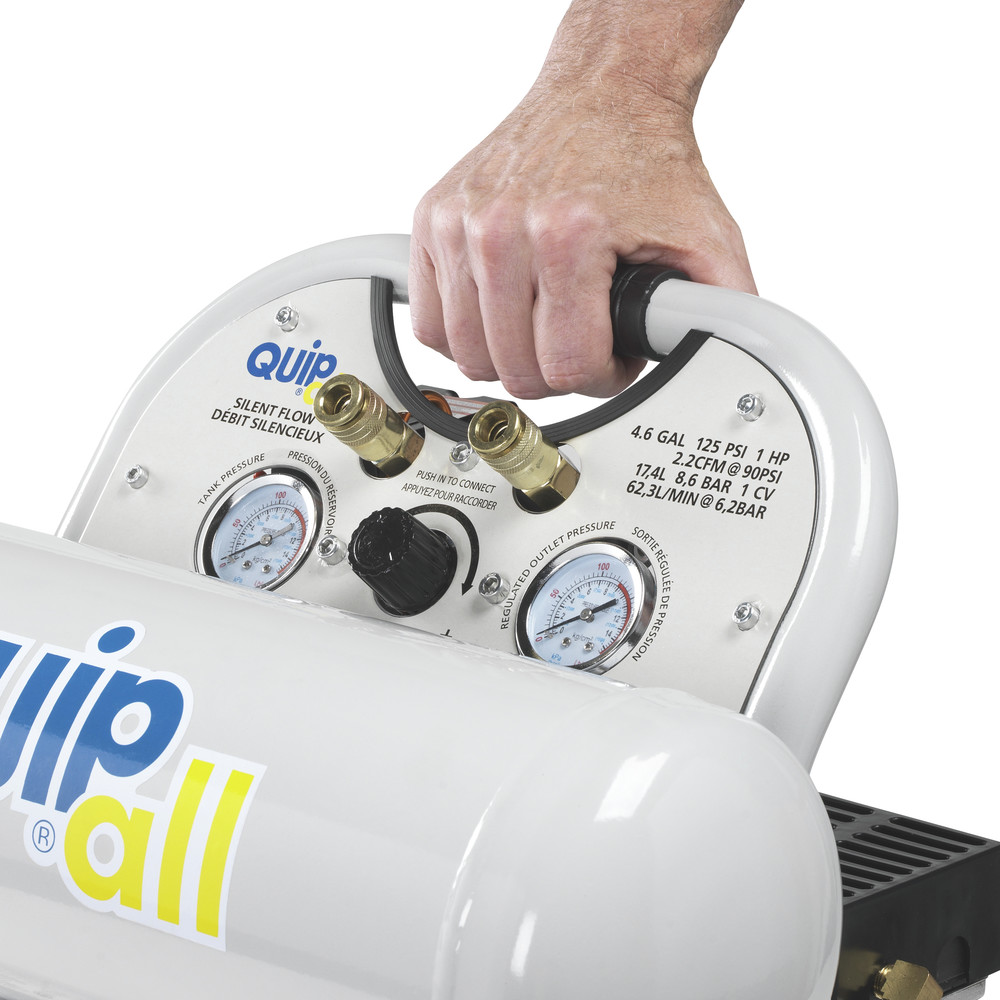 Quipall Ultra Quiet 1 HP 4.6 Gallon Oil-Free Twin Stack Air Compressor
