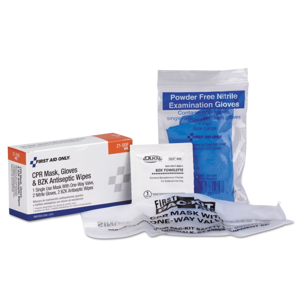 First Aid Only CPR Mask Kit with 2 Gloves/Wipes (1-Kit) - Power & Hand ...