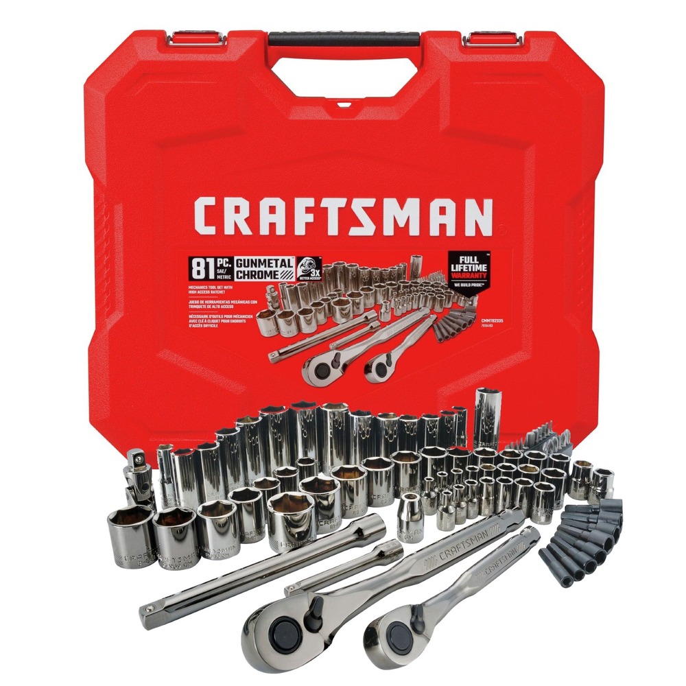 Craftsman CMMT82335Z1 (81-Piece) Gunmetal Chrome Mechanics Tool Set ...