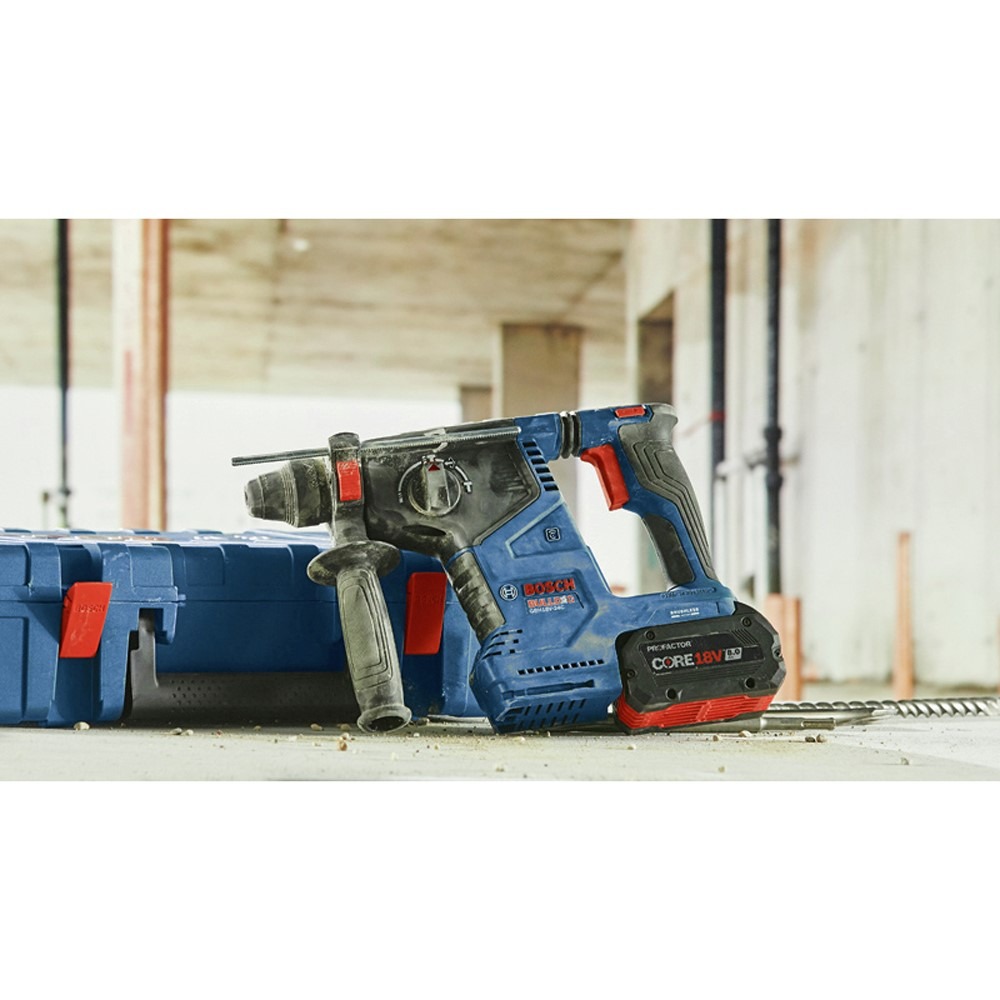 Bosch 18V Brushless Lithium-Ion 1 in. Cordless SDS-Plus Bulldog Rotary Hammer Kit with 2 ...