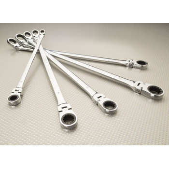 EZ Red 5 Piece Metric Extra Long Flex Head Spline Ratcheting Wrench Set